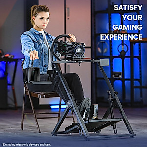 Marada Racing Steering Wheel Stand X Frame Compatible for G29,G920,T300RS,T150 New Upgrade Racing Simulator Cockpit Foldable Adjustable Wheel, Shifter,Pedals and Handbrake NOT Included