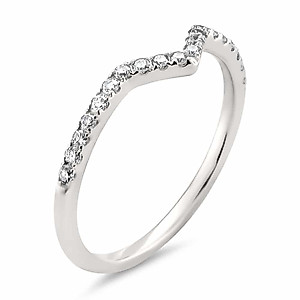 Beyond Brilliance 1/5 Carat Micro-Pave-Set Round Diamond V Shape Chevron Stackable Wedding Band in 14K White Gold (H-I, I2-I3)