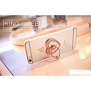 Universal Phone Ring Bracket Holder,UCLL Love Heart Diamond Shape Finger Grip Stand Holder Ring Car Mount Phone Ring Grip Smartphone Ring Stent Tablet Rose Gold