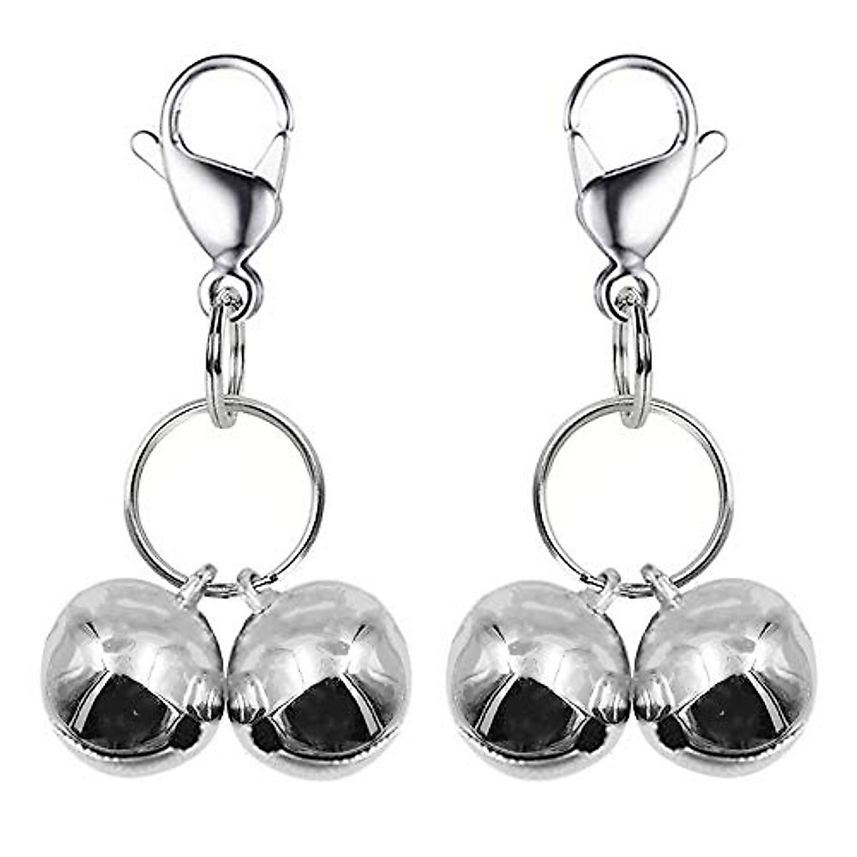 IVIA PET 4 Sets Cat Bell for Dog Collar Charm Training Pet Pendant Accessories with 2 Pack Stainless Steel Dog Tag Clips(2 X-Small Silver)