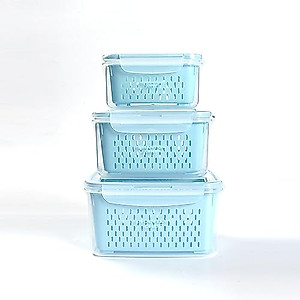 Phantom Chef Nesting Food Storage with Lids | 3 Sizes | Dishwasher & Microwave Safe | Food Grade BPA-FREE Safe | Perfect for Refrigerator Fridge Organizer | Portable & Stackable Design (Aqua)