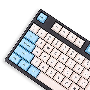108 Keys PBT Keycap XDA Profile DYE-SUB Personalized Blue and White Keycaps Compatible with Filco/Ducky/Ikbc for Mechanical Gaming Keyboard