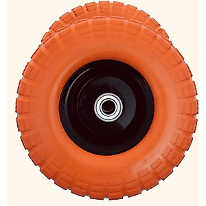 AFT PRO USA - 2-Pack 10' Flat Free Tires Air less Tires Wheels By AFT PRO USA with 5/8' Center - Solid Tire Wheel for Dolly Hand Truck Cart/All Purpose Utility Tire on Wheel (Orange)