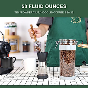 MR.BLACAT KKC Home Accents Clear Visible Glass Coffee Storage Jars with Bamboo Clamp Lid, Airtight Canister for Sugar,Salt,Coffee Beans,Loose Leaf Tea,Nuts,Pantry Organization – 50 Fl. Oz,Purple