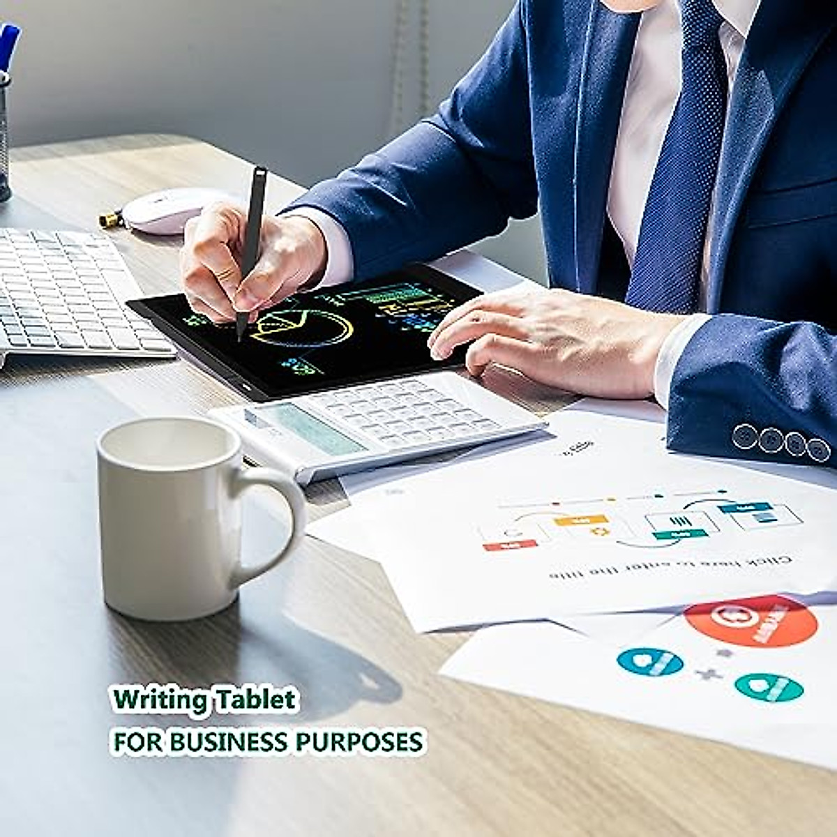 JONZOO LCD Writing Tablet 11 inch, Erasable Writing Drawing Board Doodle Pads with Magnets, Electronic Drawing Tablet Writing Board for Kids Adults at Home School Office (Black)