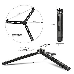 EaxanPic Aluminum Mini Tripod, Desktop Tabletop Stand Tripod for Zhiyun Smooth Q/4, Crane Plus/2,Weebill s, Ronin S/SC/RS2/RSC2, Osmo Mobile,Gimbal Handle Grip Stabilizer Tripod