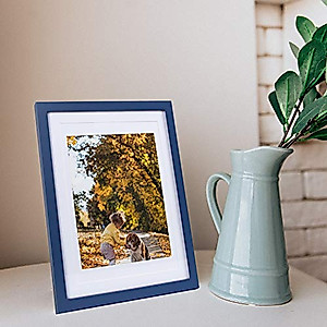 Beyond Your Thoughts Blue 11X14 with Matted for 8X10 or 9x12 Real Wood + Real Glass (Hang/Stand) Picture Photo Frame for Wall and Table Top-Mounting Hardware Included(1 Pack)