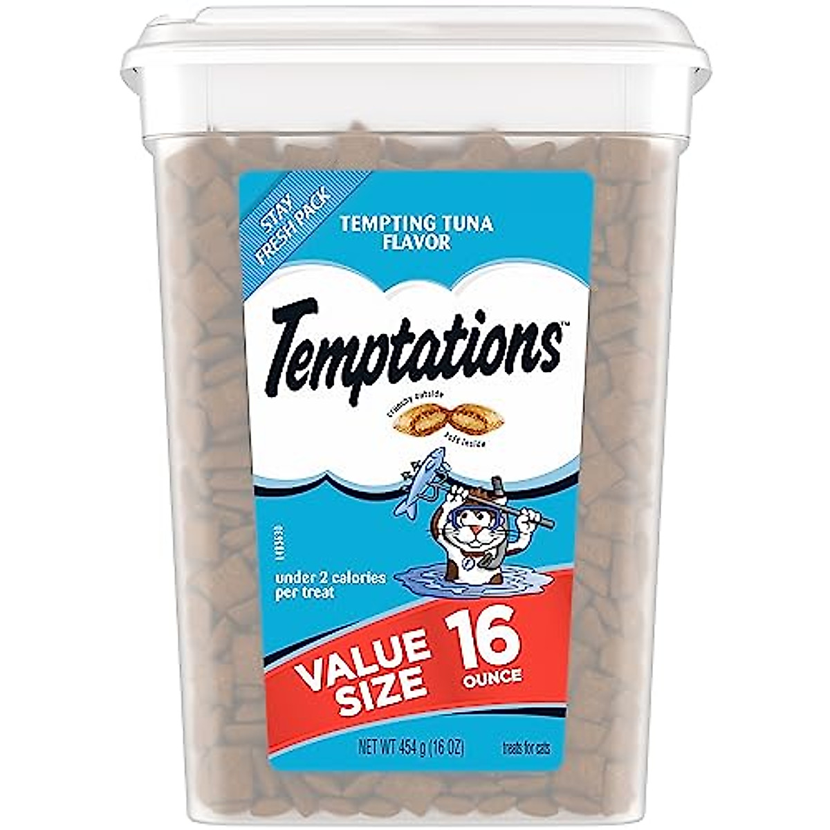 TEMPTATIONS Classic Crunchy and Soft Cat Treats Tempting Tuna Flavor, 16 oz. Tub