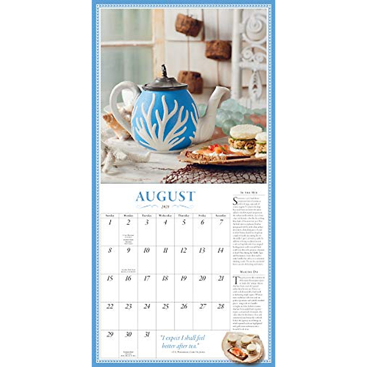 Collectible Teapot & Tea Wall Calendar 2021