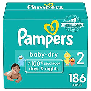 Diapers Size 2, 186 count - Pampers Baby Dry Disposable Diapers