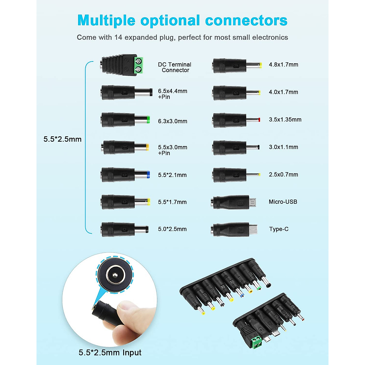 Aclorol 36W Universal AC/DC Power Adapter 3~12V 3A Adjustable Power Supply 100V-240V AC to DC 3V-12V 9V 7.5V 6V 5V 4.5V 3V 3A 2.5A 2A 1A Converter Switching with Polarity Converter & 14 Tips