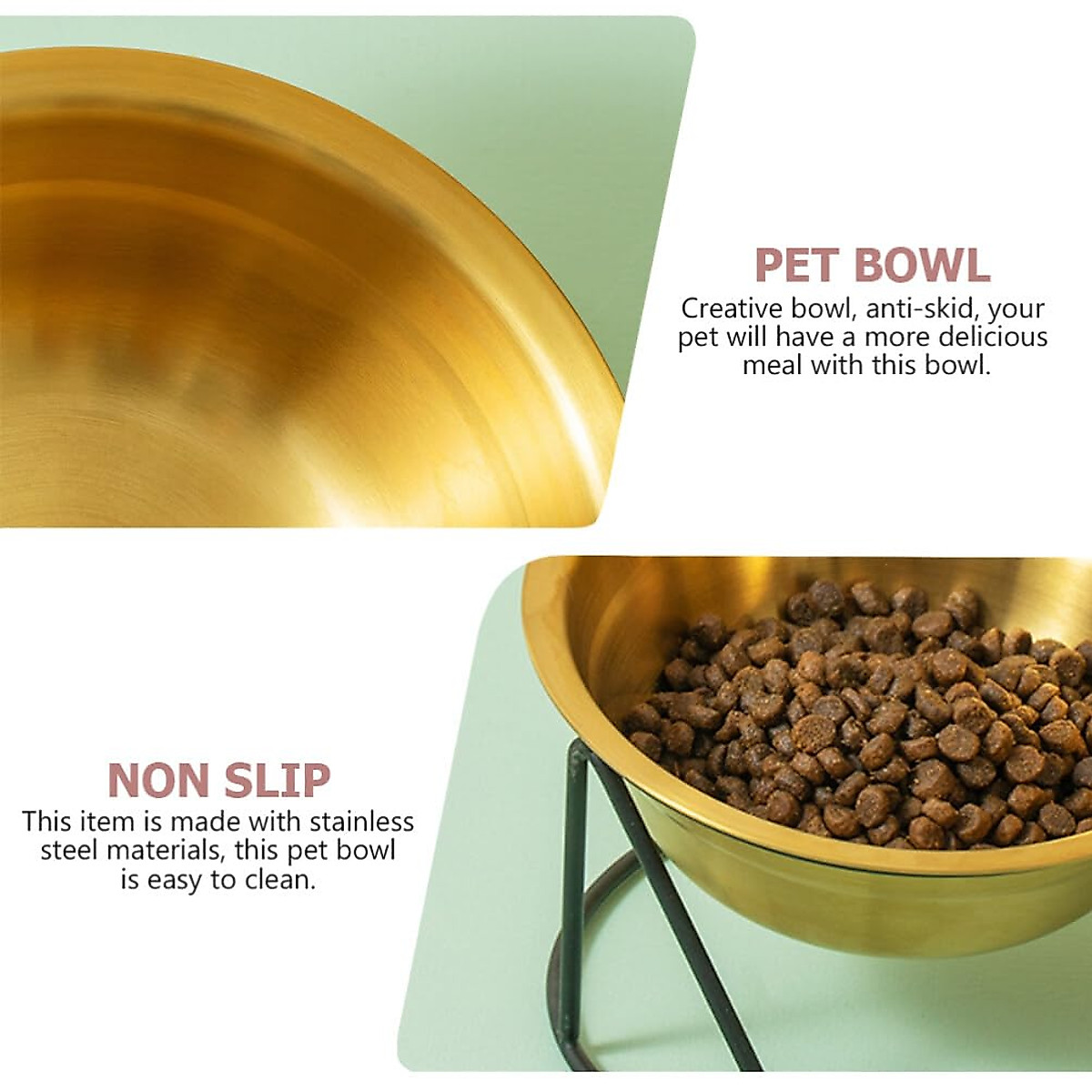 ULTECHNOVO Elevated Cat Bowls,Raised Cat Food Water Bowl with Stainless Steel,Porcelain Pet Dishes for Cats and Small Dogs