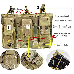 JFFCESTORE Upgraded Version Triple Mag Pouch Kangaroo Magazine Pouch Holds M4/M16 Mag (Triple Multicam)