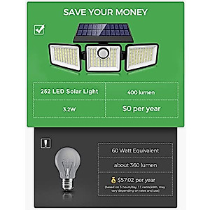 YUNNOVA Solar Outdoor Lights - Motion Sensor Outdoor Lights with 3 Heads Reflector Wireless Illumination Security Flood Lights with 270° Wide Angle,IP65 Waterproof,Wall Light for Garden Patio Garage