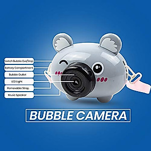 Toysery Bubble Machine Toy for Kids, Automatic Bubble Blower Machine with Bubble Solution, Flashing Lights and Sound, Portable Bubble Maker Blaster Toddlers Toy, Perfect for Indoor Outdoor - Koala