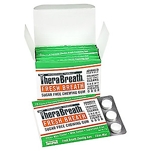 TheraBreath Fresh Breath Chewing Gum with ZINC, Citrus Mint Flavor, 10 Count (Pack of 6)
