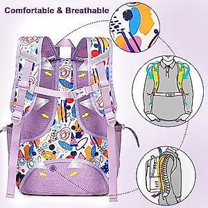 CAMTOP Elementary Backpack for Kids Girls Backpack Middle School Bookbags Causal Daypack Travel (Graffiti Backpack)