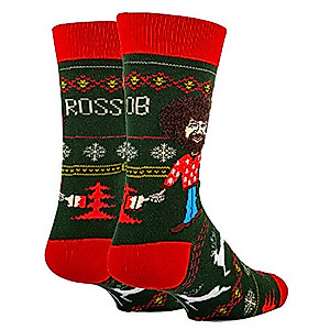 Men's Novelty Crew Exclusive Socks for Bob Ross, Oooh Yeah Funny Socks, Christmas Socks, Dress Cotton Socks, Size 8-13