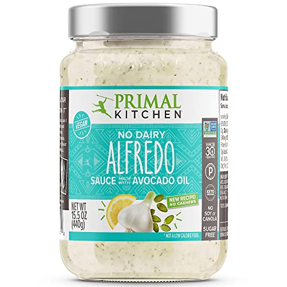 Primal Kitchen No Dairy Alfredo Sauce Two-Pack, Keto Certified and Certified Paleo, Includes 1 Traditional and 1 Garlic Alfredo Sauce