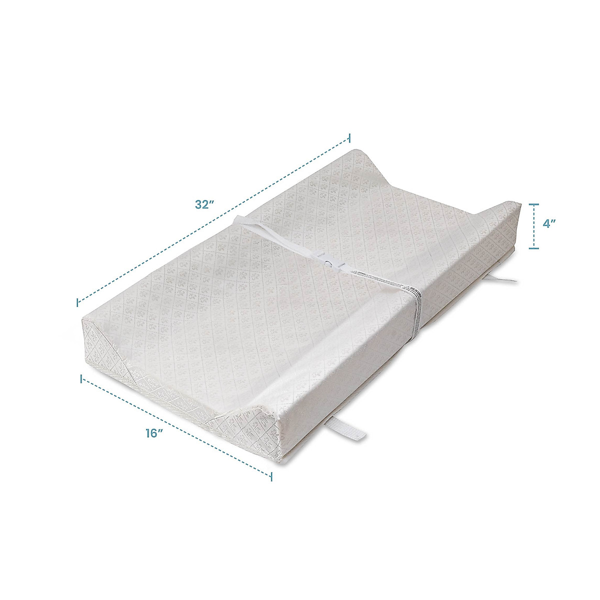 LA Baby Contoured Waterproof Diaper Changing Pad, 32" with 100% Organic Cotton Layer - Made in USA. Non-Skid Bottom, Safety Strap, Fits All Standard Changing Tables/Dresser Tops