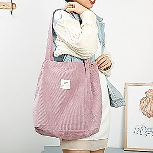Suyfhdc Corduroy Tote Bag for Women-Gym Bag with Inner Pockets Big Capacity Casual Handbags for Work Shopping