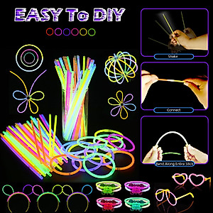 Tudona 292 PCS Glow in the Dark Party Supplies for Kids Adults,Neon Party Favors Glow Sticks Rings Glasses Headband Birthday Graduation Glow Party