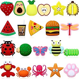 21 Pieces Cute Animal Cable Protector Charging Cable Protectors for USB Cable Fish Fruit Charging Cable Saver for Cellphone and Tablet Data Lines