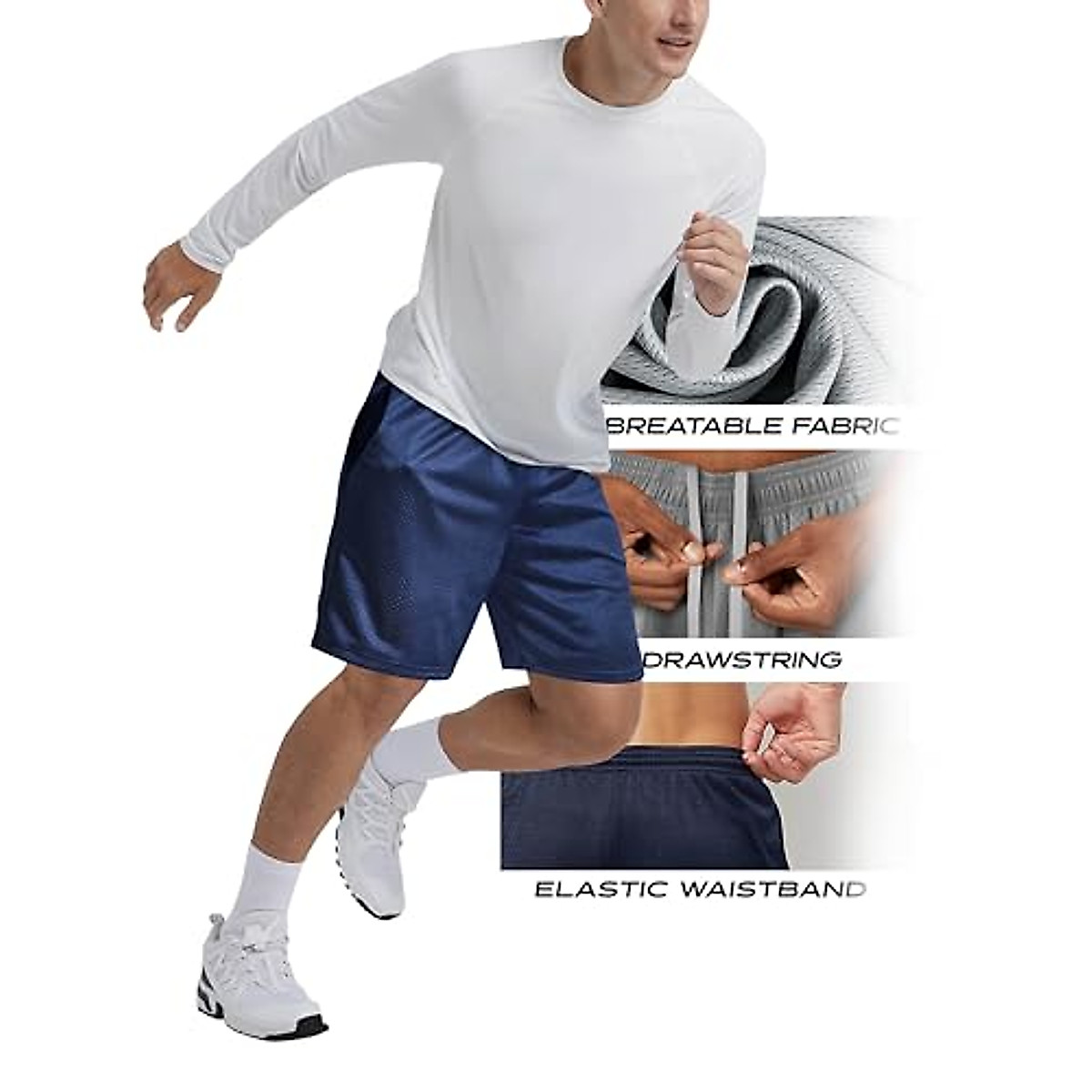 Hat and Beyond Mens Lightweight Basic Mesh Solid Basketball Jersey Workout Fitness Gym Shorts (X-Large, 1ihb01_Purple)