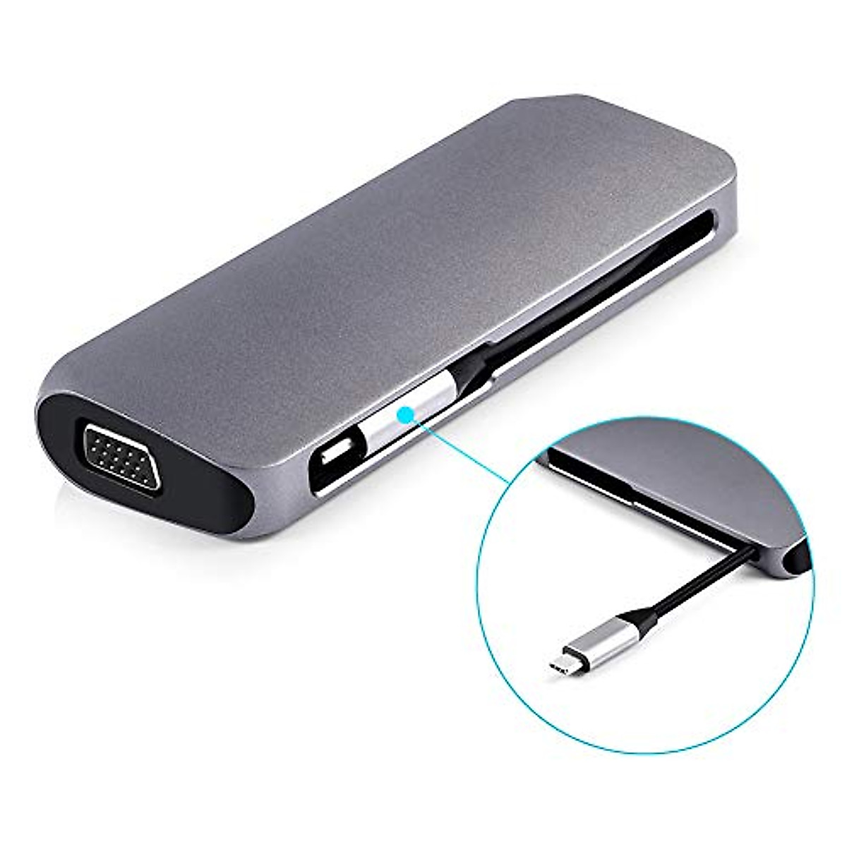 XUNMAIFHB Portable Docking Station,Type C to VGA/USB3.0 HUB/SD TF Card Converter Seven-in-one Multi-Function Docking Station Fast Transmission