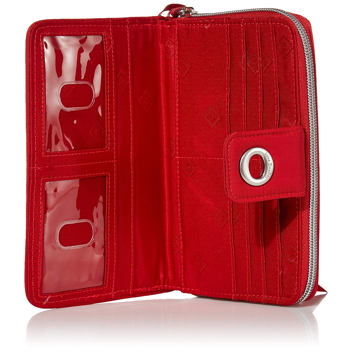 Vera Bradley Women's Performance Twill Turnlock Wallet With RFID Protection, Cardinal Red, One Size