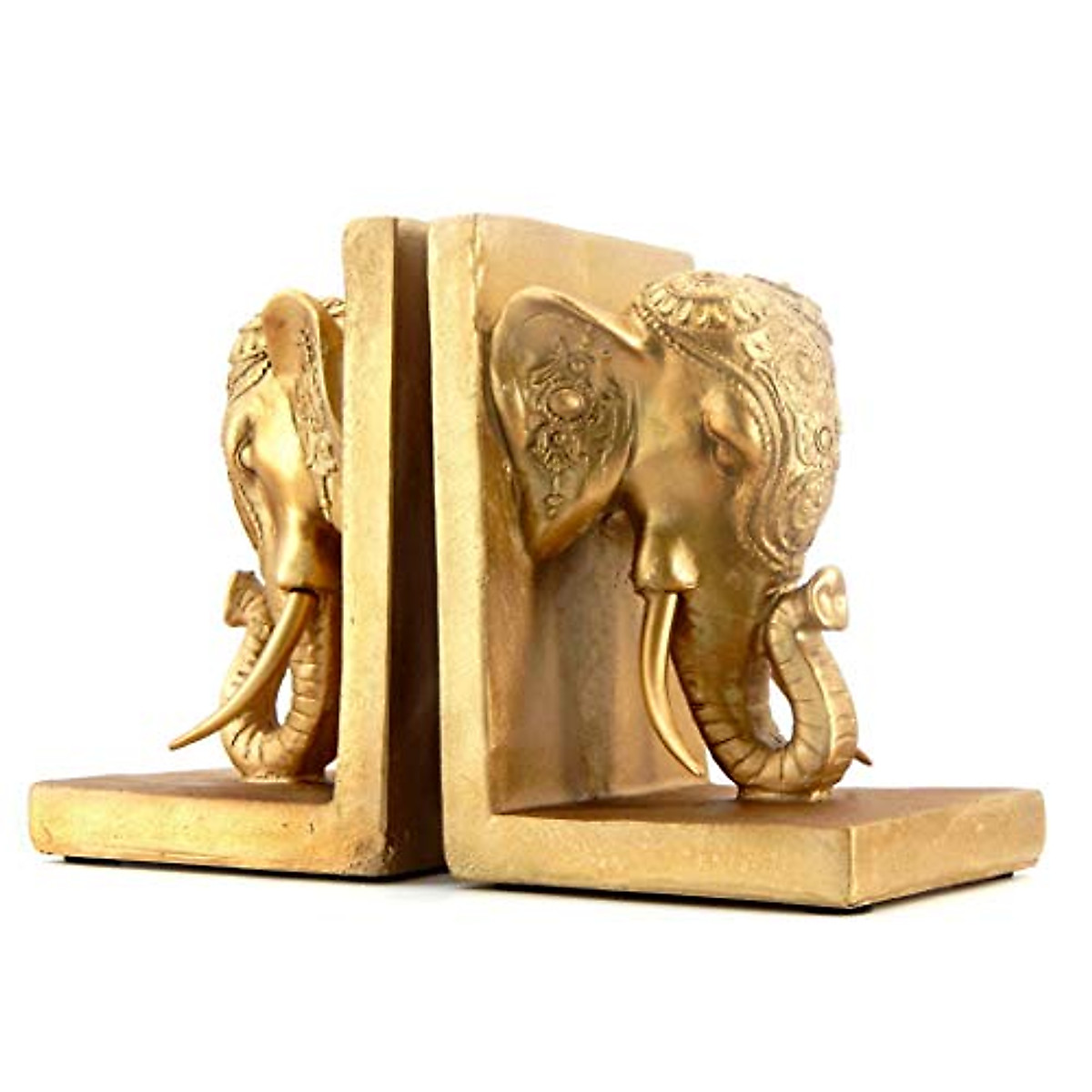 Bellaa 21817 Bookends Elephant Head Bookshelf Decor 7 inch