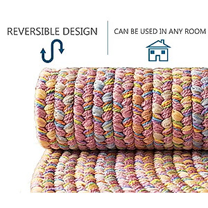 Super Area Rugs Braided Rug for Kids Room - Nursery Rug - Classroom Rug - Made in USA - Washable Rug for Playroom - Hipster, Pink Multi, 4' X 6' Oval