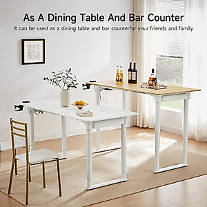 ONBRILL Standing Desk with 4 Legs, 71x32 Inch Rectangle Desk with Memory Controller & Dual Motors, Stand Up Desk Height Adjustable from 28" to 46" for Home Office Desk & Computer Workstations, White