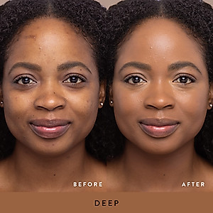 LAURA GELLER Double Take Liquid Foundation, Deep - Medium to Full Coverage - Natural Matte Finish & Foundation Makeup Brush Kit (2 PC)