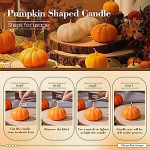 6 Pcs Fall Pumpkin Candles Thanksgiving Pumpkin Shaped Candle Decor Halloween Home Decoration Scented Candles Handmade Wax Candle for Bedroom Bathroom Party