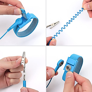 STREBITO Anti Static Wrist Strap, 11" Antistatic Wrist Band Grounding Bracelet ESD Wrist Strap Adjustable wristband with Alligator Clip, Extra Long Cord for PC Computer Building Electronics Repair