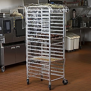 Soro Essentials- Durable Clear Plastic Cover for 20 Tier Commercial Kitchen Bun Pan Sheet Rack – 28” x 23” x 61” Heavy Duty Plastic Sheet Pan Rack Cover with Zippers