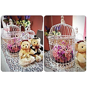 PET SHOW Round Birdcages Wedding Gift Cards Holder Metal Wall Hanging Bird Cage for Small Birds Party Indoor Ourdoor Decoration 10.6“ Black Pack of 1