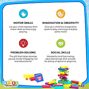 Wooden Toys Tumbling Tower - Childrens Toys Ages 3-9 Years Old - Toddlers/Kids Games Colourful Building Blocks - Fun Educational Games for Cognitive & Fine Motor Skills