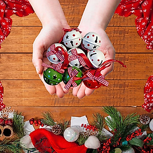 Gesundheit 12 PCS 2" Tall Christmas Jingle Bell,Christmas Tree Bells Pendant,Christmas Holiday Party Supplies Craft Bells with Star Cutouts, Red & White & Green for Home Garden Christmas Tree Decor,
