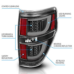 AmeriLite LED Light Bar Replacement Car Tail lights Set For 09-14 Ford F-150 - Passenger and Driver Side, Vehicle Light Assembly, Black