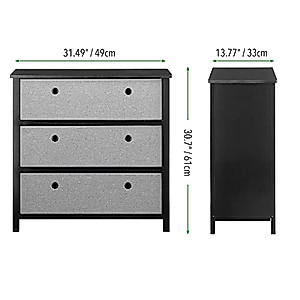 mDesign Modern Wide Dresser Drawer Storage Organization Chest - 3 Fabric Bin Drawers, Organizer Furniture Cabinet Unit for Bedroom, Hallway, Entryway, and Office - Easy Pull Handles - Black/Charcoal