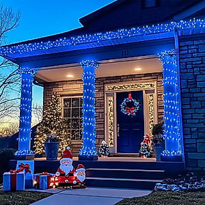 JMEXSUSS 66ft 200 LED Blue Christmas Lights Indoor Outdoor, Connectable Blue String Lights Clear Wire Plug in, 8 Modes Blue Fary Lights for Halloween Tree Party Bedroom Wall Christmas Decoration