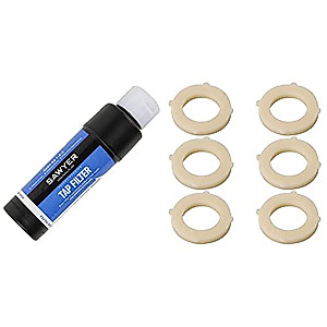 Sawyer Products SP134 TAP Water Filtration System, Fits Faucets & Hose Bibs, Blue (one Size) & Water Filter Replacement Gasket Seals, 6-Pack