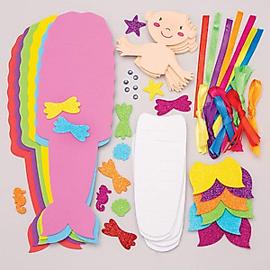 Baker Ross Mermaid Weaving Kits - Pack of 6, Introductory Sewing for Beginners and for Kids Arts and Crafts Projects (AW607), Assorted