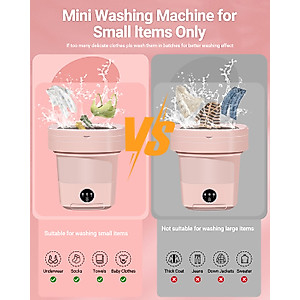Portable Washing Machine, 11L Upgraded Large Capacity Foldable Mini Washer, Small Washing Machine for Apartments Travel Laundry Camping RV Dorm, Pink