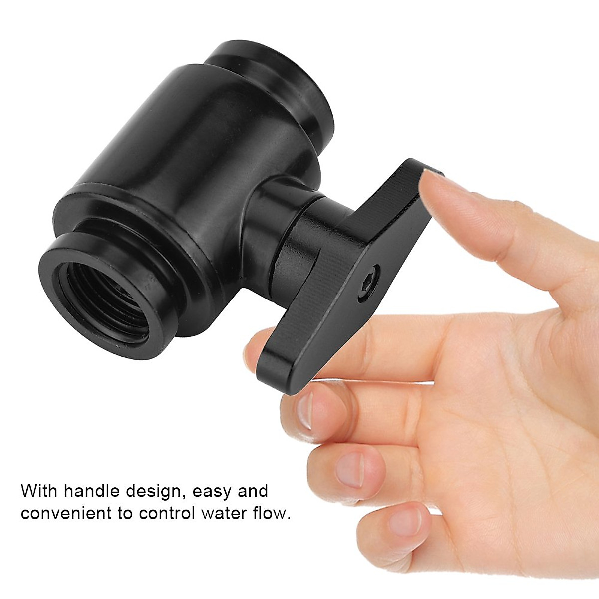 Mini Water Cooling Valve G1/4" Thread Internal Dentition PC Water Radiator Water Ball Valve for Computer Water Cooling System (Black Handle)