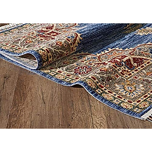 LUXE WEAVERS Otika 8694 Modern Oriental Premium Blue Area Rug 8x10, Geometric Fringe Rug