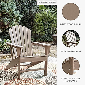 Signature Design by Ashley Sundown Treasure Outdoor Patio HDPE Adirondack Chair, Light Brown