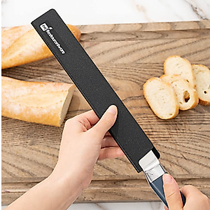 Restaurantware Sensei 10 x 1.5 Inch Knife Sleeve, 1 BPA-Free Knife Protector - Fits Bread Knife, Felt Lining, Black Plastic Knife Blade Guard, Durable, Cut-Proof